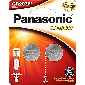 Panasonic CR2032 3.0 Volt Long Lasting Lithium Coin Cell Batteries in Child Resistant, Standards Based Packaging, 2-Battery Pack