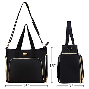 Lunies Breast Pump Bag Diaper Tote Bag, Double Layer Breastmilk Storage Bag for Travel, Large Capacity Baby Diaper Bag, Pumping Bag with Insulated Pockets