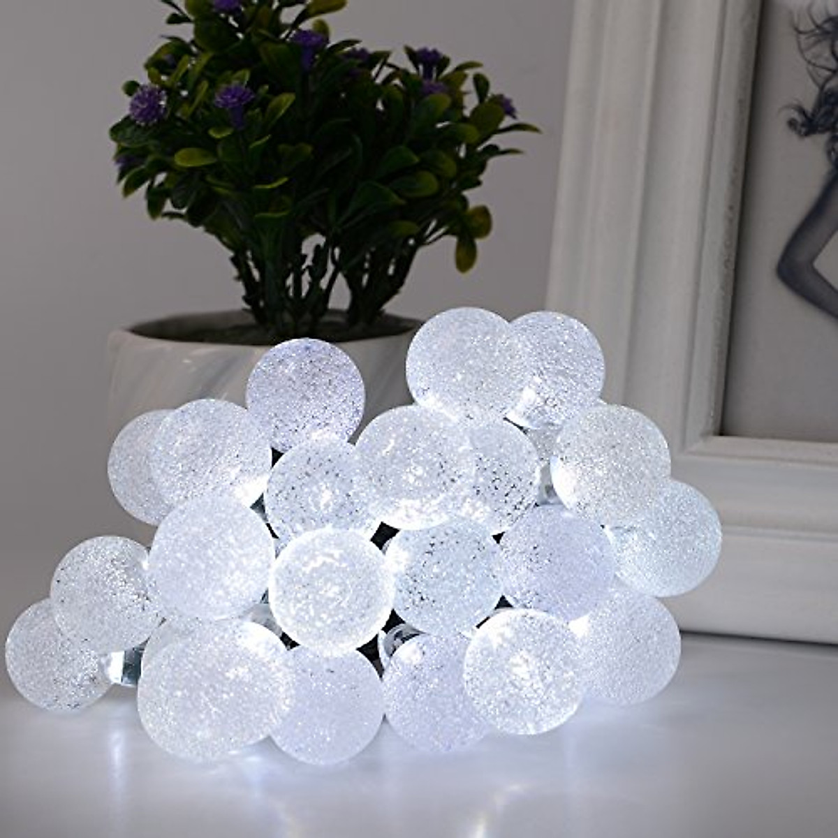 BAOANT Solar String Lights Fairy Lights 20Ft 30 LED Crystal Ball String Lights Starry Lights Globe String Lights for Garden Home Patio Indoor Outdoor(White)