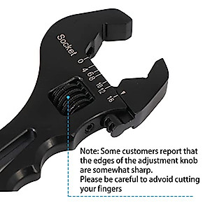 Dokili 3AN-16AN Adjustable Fitting Wrench Lightweight Black Aluminum Tool Spanner for An Hose Fitting Adapters End