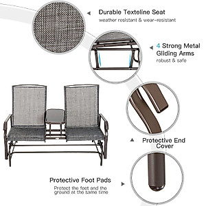 UYSB Patio Rocking Chair Bench 2 Person Rocker Deck Outdoor Furniture Chair Rocking Chair Rocker Chair Rocker Camp Chair Rocker Recliner Rocking Camp Chair Rocking Chairs Outdoor Rocking