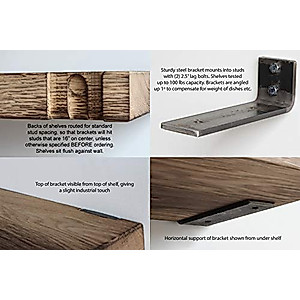 Urban Legacy Deep Floating Shelves | Unfinished White Oak Hardwood with Low Profile Brackets | High Weight Capacity (36" x 11" x 2")