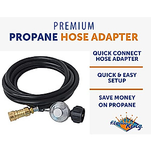 Flame King FK-HTR-QC12FT Propane Gas 3/8" Quick Connect Hose Adapter 20LB Tank Regulator Kit for Buddy Mr Heaters, 12.5 Ft, Black