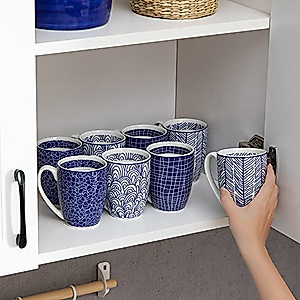 vancasso Porcelain Coffee Mug Set, Takaki 300 ml/10.6 Ounce Coffee Tea Cup Set of 4, for Cappuccino/Latte/Tea, Blue