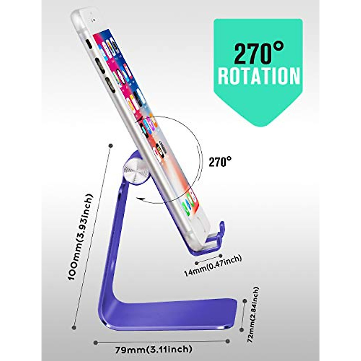 SKEJER Adjustable Cell Phone Stand, Phone Holder,Tablet Stand Dock,Aluminum Desktop Compatible with iPhone 12 iPad,Samsung Galaxy,Google All Smart Phone/Tablets Under 10 in-Royal Purple