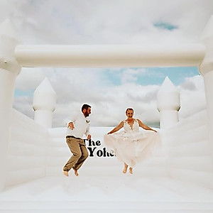 Bounce House with Ball Pit 120x96x96 inch Commercial Grade ASTM Certified White Bouncy Castle for Memorable Birthday Parties & Event (White, 15x15x12FT)