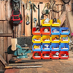 aerkaa Stackable Storage Bins Hardware Storage Organizer Tool Organizers and Storage(Blue,Pack of 12)