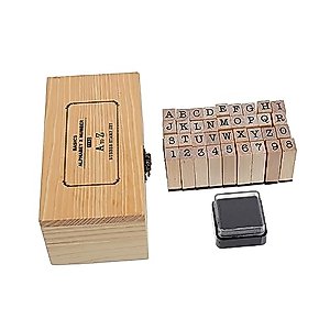 TEHAUX 1 Box/36pcs Alphanumeric Stamp Wood Decor Rustic Decor Wooden Stamps Vintage Photo Albums DIY Album Hand Account Wood Letter Number Seal Alphabet Stamps Diary Stamp Mini 3D
