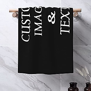 Custom Hand Towel, Personalized Soft Polyester-Cotton Face Towel Add Your Design Bath with Picture Text Logo Name for Home Outdoor Sports Gym Yoga, 27.5X16in