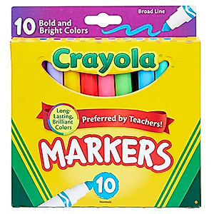 Crayola Broad Line Markers, Bold & Bright Colors, Pack of 10, 1, Assorted