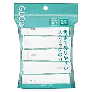 Kokuyo Gloo Square Glue Stick, Color Disappearable, Small Size, Pack of 5, Japan Import (TA-G311-5P)
