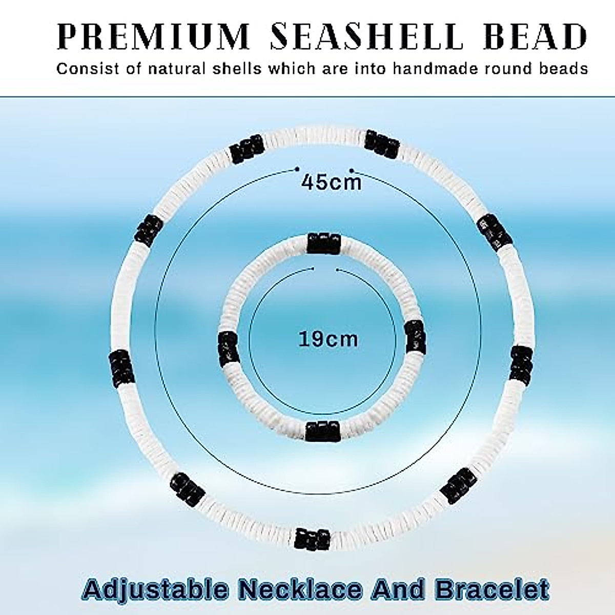 LOYALLOOK Clam Chips Puka Shell Necklace Bracelts for Men Women Adjustable SeaShell Surfer Necklace Beachy Beaded Summer Pookah Shells Choker Necklace Hawaiian Vsco Clavicle Necklace Bracelts Style C