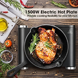 Cusimax Hot Plate Portable Electric Stove Countertop Single Burner with Adjustable Temperature Control & Non-Slip Rubber Feet, 7.4” Cooktop for Dorm Office Home Camp, Compatible for All Cookwares