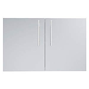 SUNSTONE DE-DD36 Designer Series Raised Style Double Door with Shelves, 36", Stainless Steel