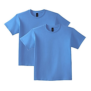 Gildan Youth Ultra Cotton T-Shirt, Style G2000B, 2-Pack, Carolina Blue, Large