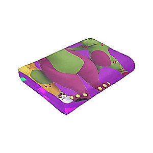 Barney and Friends Flannel Throw Blanket Fringe Lightweight Cozy Ultra Soft Couch Bed Sofa Chair for Kids Boys Girls Adults 80"X60"