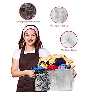 Animal Themed Storage Bins for Organizing, Decorative Large Closet Organizers with Handles Cubes - 2 Pack Fabric Baskets for Shelves, Closets, Laundry, Nursery, Wild Tiger Leopard Walking in the Snow