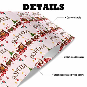 Artsadd Custom Christmas Wrapping Paper Rolls with Name Xmas Snowflake Personalized Birthday Gift Wrapping Paper for Kids Men Women 58"x 23"
