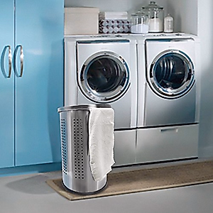 Stainless Steel Laundry Bin & Hamper | 46L Ventilated Stainless Steel Clothes Basket With Polished Lid | Krugg Life Time Warranty| (Polished Stainless Steel) (4 Qty Can)