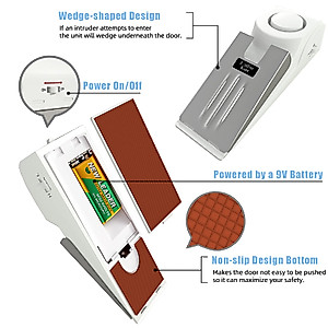 KERUI Door Stop Alarm with 120dB Siren Security Door Stopper Alarm for Travel, Hotel, Apartment and Home, 3 Levels Sensitivity Door Wedge Alarm (Pack of 4)
