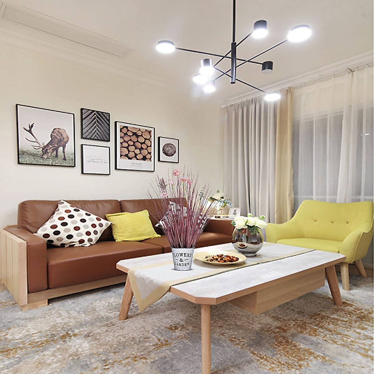 luxsego Artificial Flowers Plants with Pot - 18.9 Inch Fake Gardenia & Chrysanthemum Flowers Realistic Plants Decor, Faux Plastic Flowers for Home, Office, Garden, Farmhouse, Window Decor(Purple)