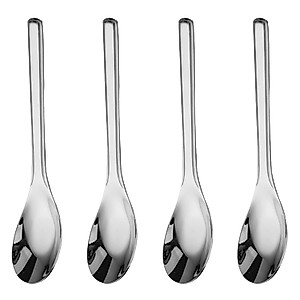 OULIGET Thick Heavy weight Dinner Soup Spoons,Stainless Steel Tablespoons,Chinese Silver Spoon,Heavy Duty Asian Thick Long Handle Spoons,7.1 inches,Set of 4