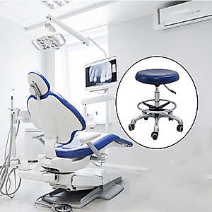 360° Rotation Armrest PU Leather Saddle Stool Salon Chair Height Adjustable - Dental Assistant Stool