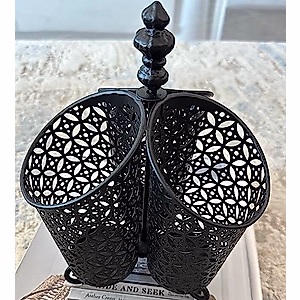 heart & home 360°Degree Rotating Metal Utensil Caddy, Silverware Organizer, Cutlery Holder, Black