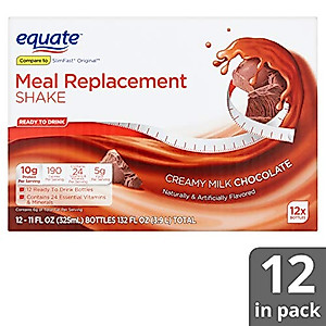 Equate Meal Replacement Shake, Creamy Milk Chocolate, 11 fl oz, 12 Count (Pack of 2)