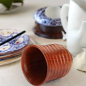 Wooden Tea Cup, Natural Solid Wood Tea Cup Japanese Zen Style Teacup Wooden Teacups Coffee Mug Wine Mug Classical Beer Mug Small Tea Cups Drinking Cup for Drinking Tea Coffee Wine Beer, Pack of 2