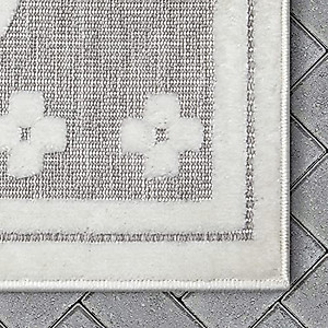 Well Woven Mali Tribal Diamond Pattern Indoor/Outdoor Grey 5'3" x 7'3" High-Low Area Rug
