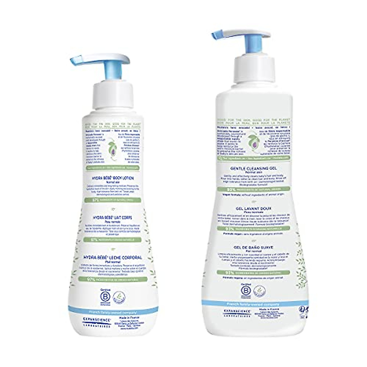 Mustela Baby Bath Time Gift Set - Baby Skin Care Essentials with Natural Avocado - Contains Hydra Bebe Body Lotion 10.14 fl. oz. & Gentle Cleansing Gel 16.9 fl. oz. - 2 Items Set