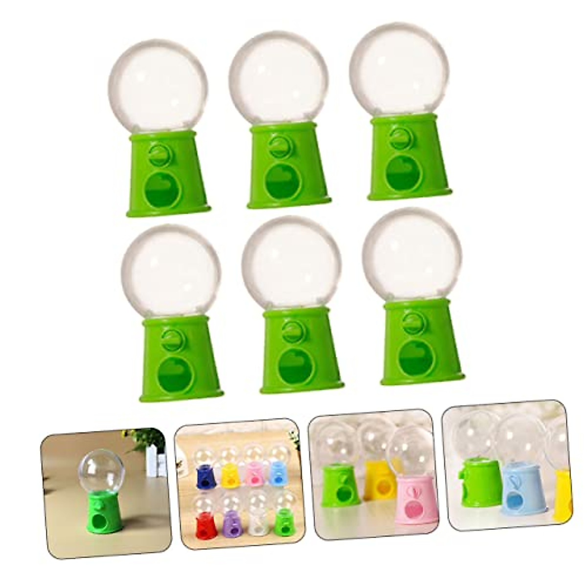 Abaodam 12 pcs Plasticcandy Party Bank Money Green Favor Rotatable Gift Kids Mini Candy Day Machine Bubble Dispenser Gum Light Desktop Playthings Catcher Gumballs Vending Golden