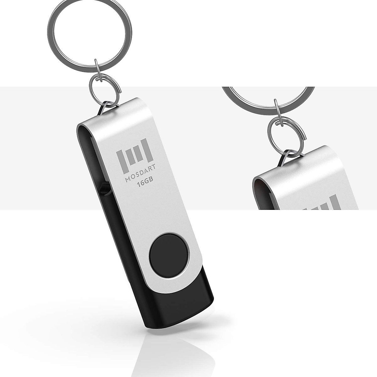 10 X MOSDART 16GB Bulk USB 2.0 Flash Drives Swivel Thumb Drives Zip Drive Memory Stick with Led Indicator,10 Pack Black