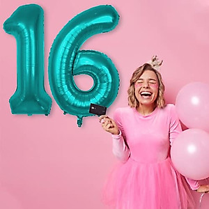 40 Inch Large Blue 16 Balloons Number 16 Birthday Balloon for 16th Birthday Decors for Girl Number 61th Number Balloon for Women Birthday hellium tank balloons 16 Old Birthday Decors