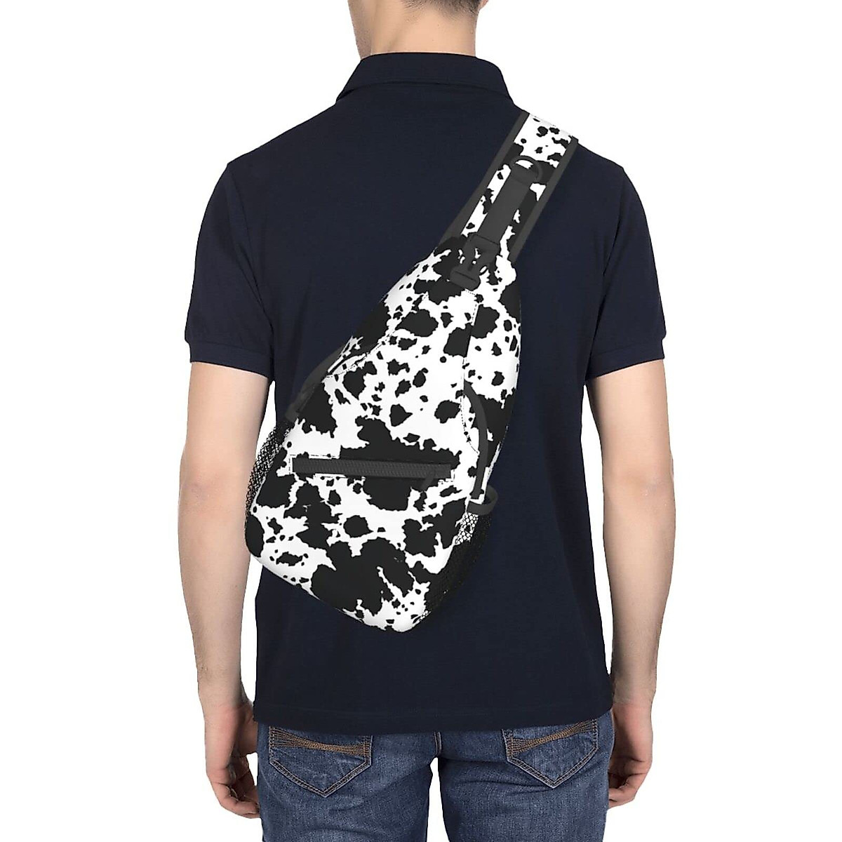 pwakvom Cow Print Sling Bag Crossbody Sling Backpack Travel Hiking Daypack Chest Bags Shoulder Bag For Women Men