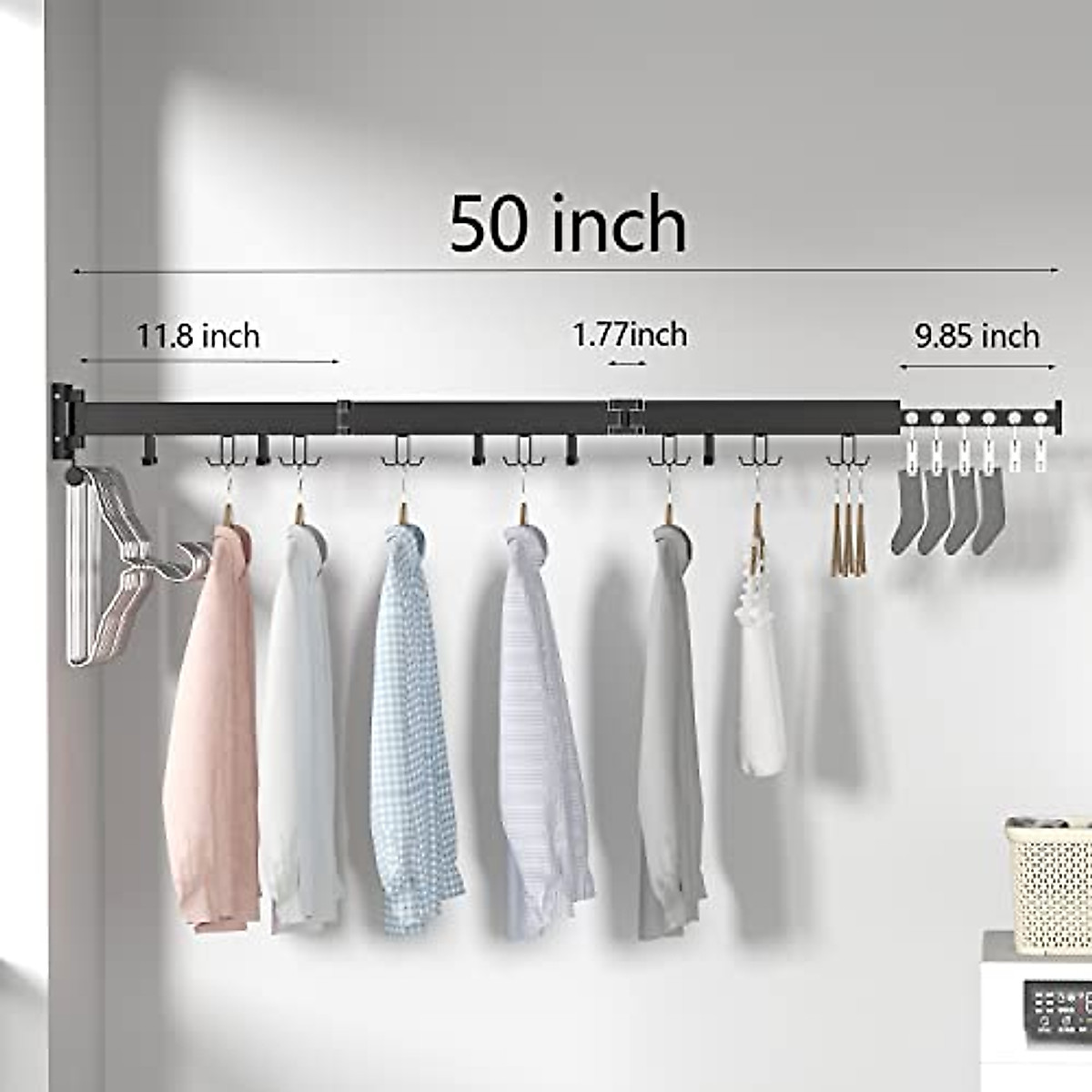 Kavlium Tri-Fold Wall Mounted Clothes Drying Rack, Laundry Drying Rack, Space Saver Clothes Rack, Easy to Install, Retractable Foldable Design for Balcony, Laundry, Bathroom.