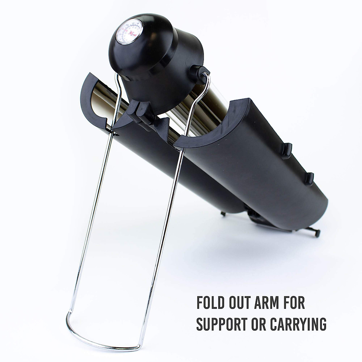 Solar Kettle Thermal Flask Survival Gear With Temperature Gauge (Black)