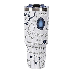 Chemical Formula 40oz Water Bottle Double Wall Insulated Tumbler with Handle Leakproof Travel Mug Light Rose Red-style