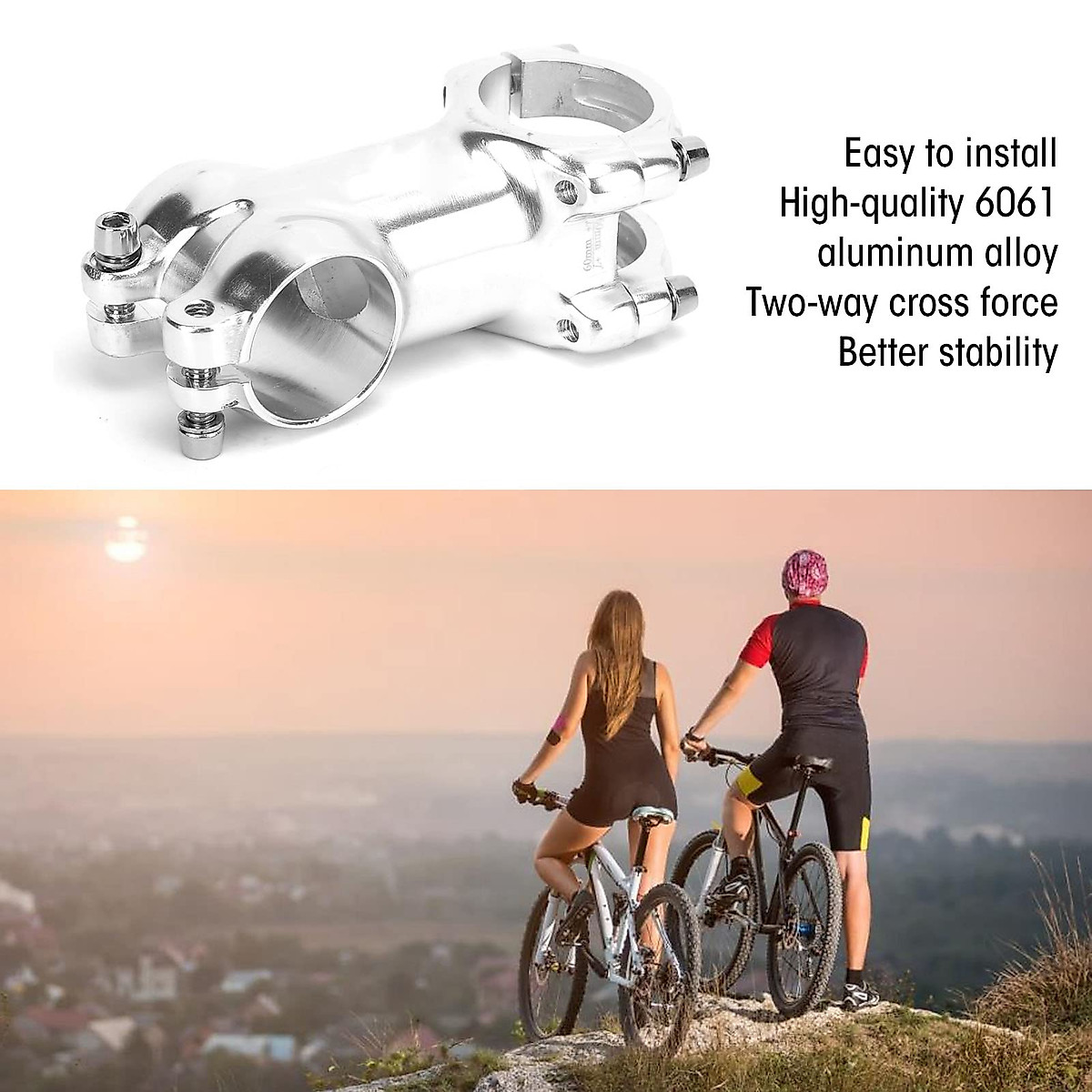 SUNGOOYUE Bike Stem Fits 31.8mm/1.3in Handlebar, Aluminum Alloy Handlebar Stem for Road Bikes Mountain Bikes Silver