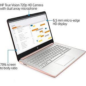 hp Newest Stream 14" HD SVA Laptop Computer, Intel Celeron N4000 Processor, 8GB RAM, 128GB Space(64GB eMMC+64GB MSD), Office 365, HDMI, USB-C, Windows 10, Rose Gold, AllyFlex MP, Online Class