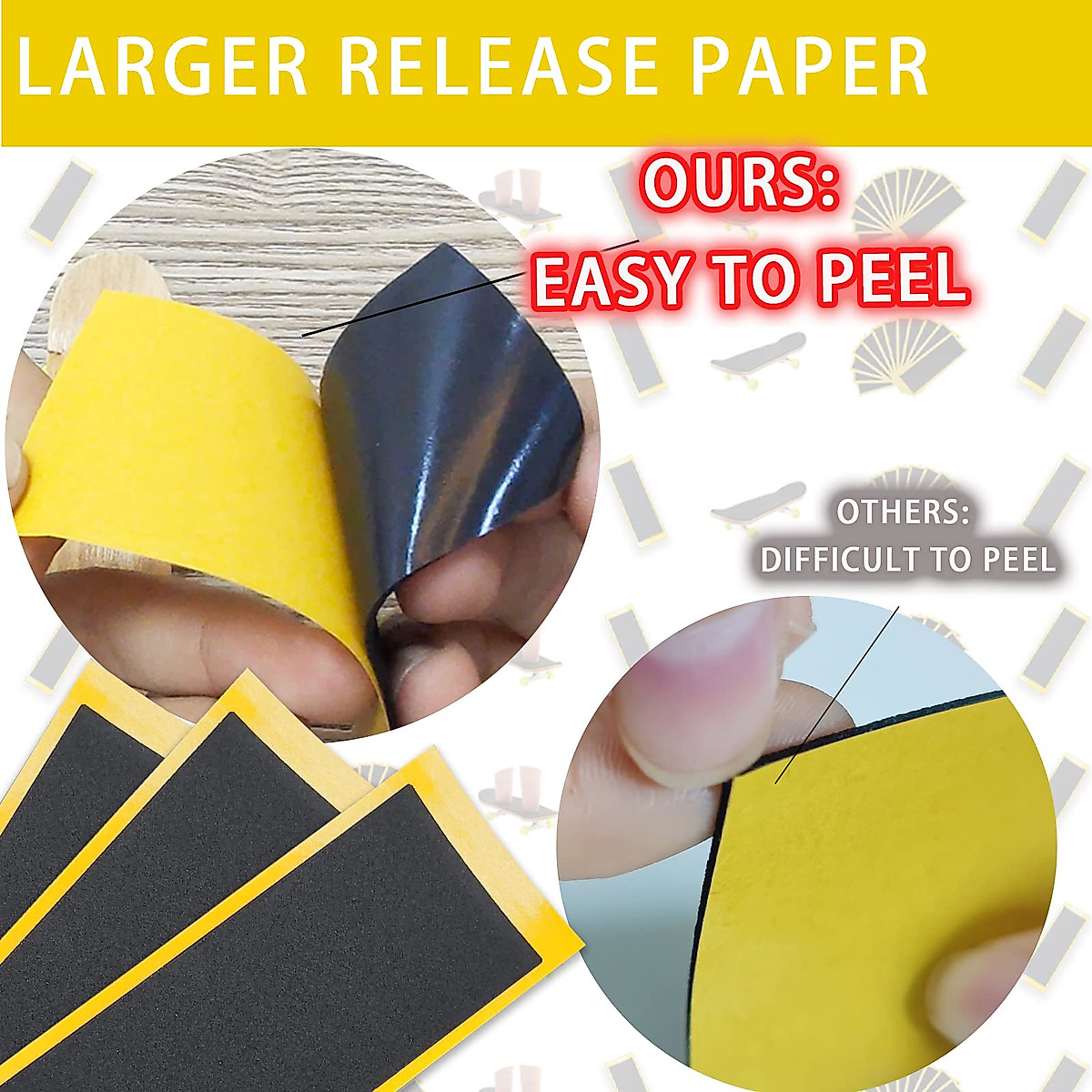 Birllaid Fingerboard Foam Grip Tape,12 Pcs Fingerboard Grip Tape,38mmX110mm 12