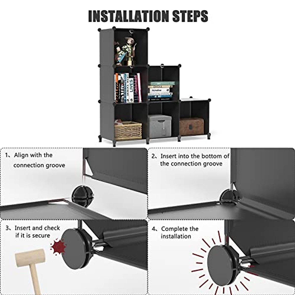 Wolizom Plastic Connector 20 Wire Cube Plastic Connector for Modular Storage Organizer Closet and Wire Shelving（Black）