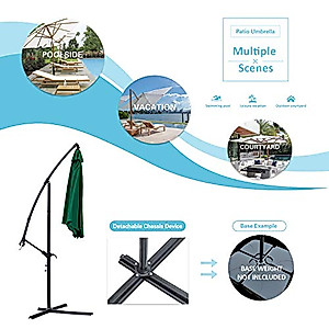 Devoko 10 Ft Patio Offset Cantilever Umbrella Outdoor Market Hanging Umbrellas with Crank & Cross Base Suitable for Garden, Lawn, backyard, Deck and Poolside (Deep Green)