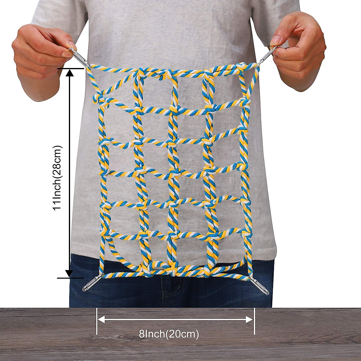 Yihihi Pet Climbing Rope Net, Bird Climbing Rope Ladder, Sturdy Rope Bridge, Ferret Cotton Rope Net, Rat Hanging Bed Hammock Swing Ladder, Eco-Friendly 100% Organic Cotton Small Animal Habitat Decor.