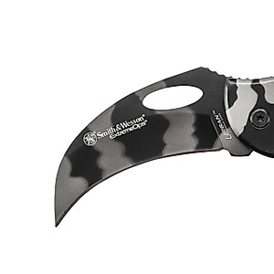 Smith & Wesson Extreme Ops CK32C 8in S.S. Karambit Folding Knife with 3in Hawkbill Blade and Stainless Steel Handle for Outdoor, Tactical, Survival and EDC