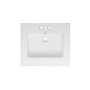 Swiss Madison Well Made Forever SM-VT324-3 Ceramic Vanity Top Sink 24" with Three Faucet Holes, Glossy White