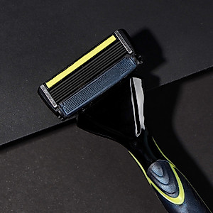 Pacific Shaving Company Premium 6-Blade Razor System - Pivoting Head with Ergonomic Weighted Handle and Lubrication Strip (1 Razor Handle + 5 Blade Refills)