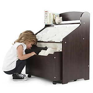 Humble Crew Toddler-Size Storage Unit with Rolling Toy Box, Espresso & White