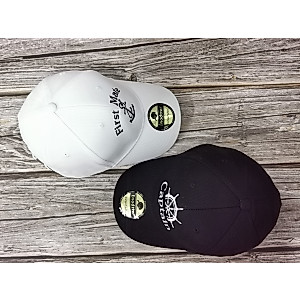 Enodtter Embroidered Captain & First Mate Hats for Men Women, Black & White Skipper Boating Baseball Caps for Couples, Nautical Marine Sailor Hats